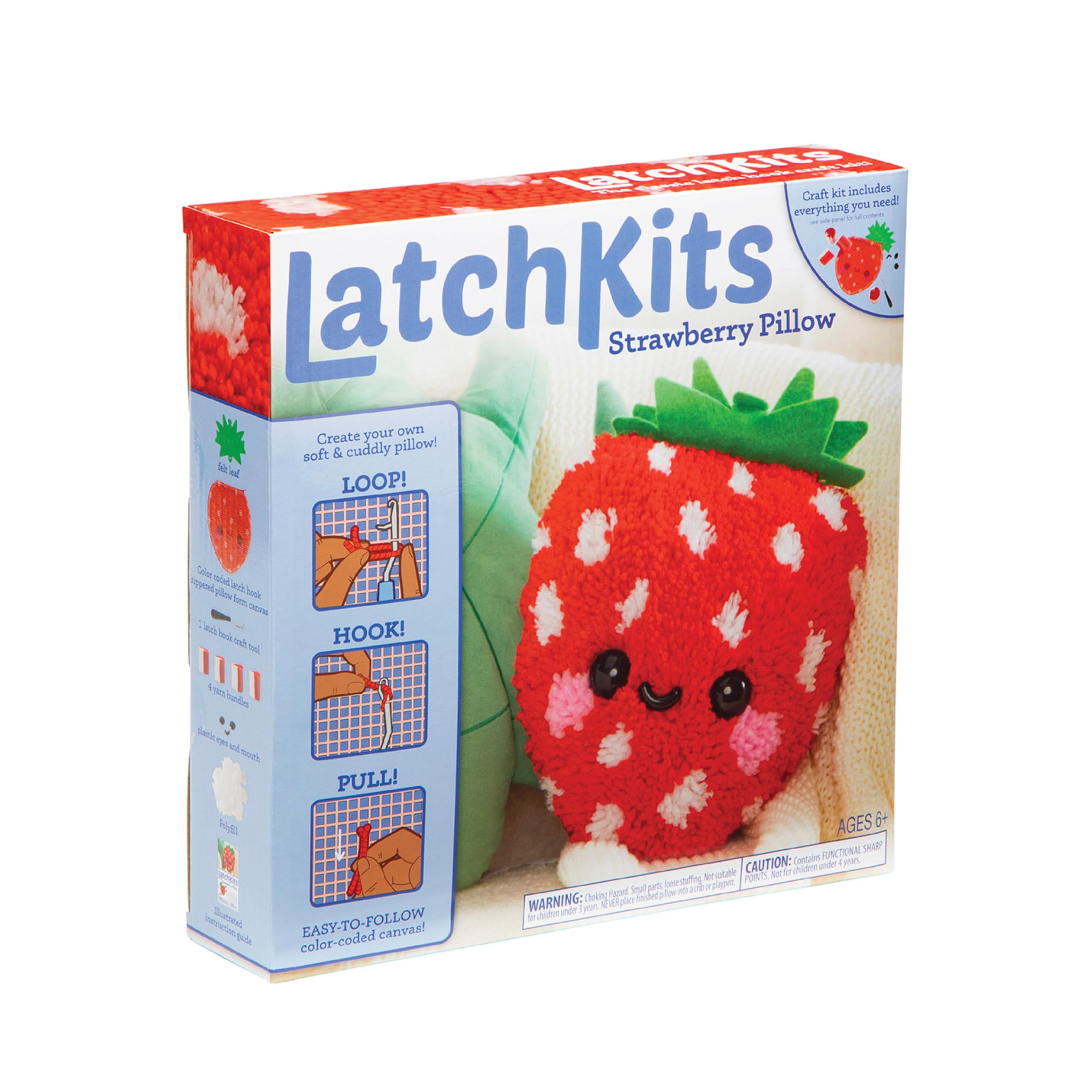 Latchkits Strawberry Pillow - Latch Hook Kits for Kids, Arts and Crafts ...