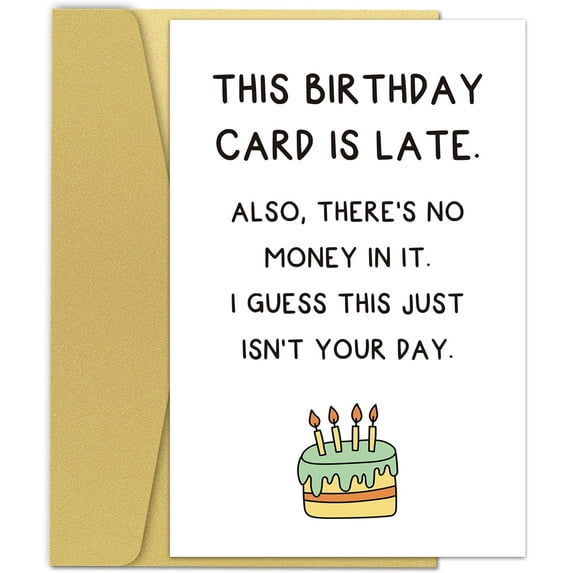 Late Birthday Card – Humorous Greeting for Friends and Family – "This ...