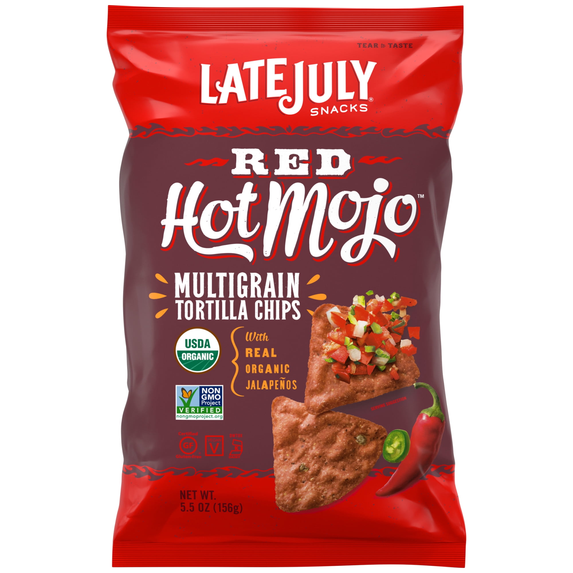 Late July Organic Snacks Chips, Red Hot Mojo Multigrain, 5.5 Ounce ...