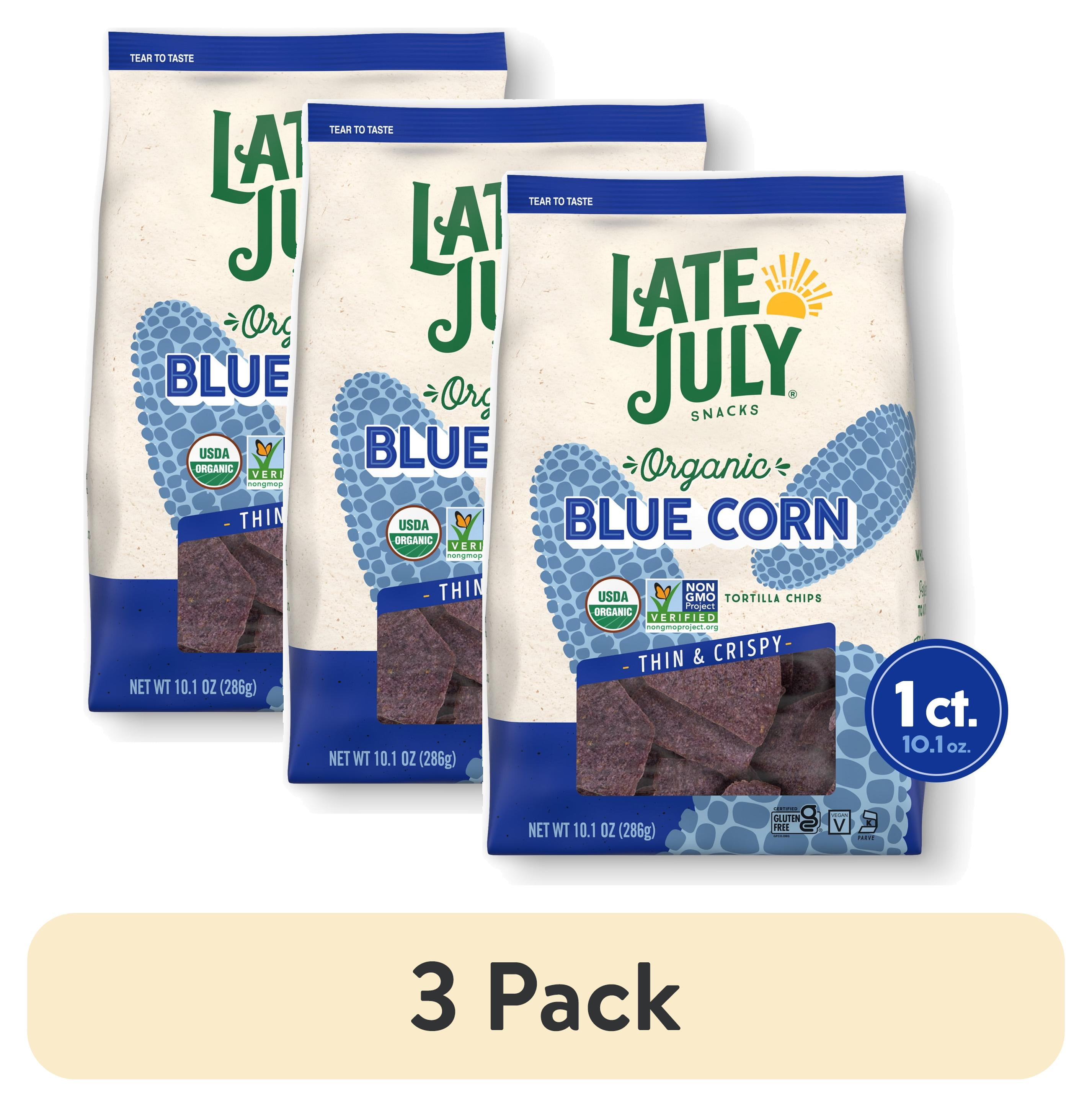 (3 pack) Late July Snacks, Thin and Crispy Organic Tortilla Chips, Blue ...