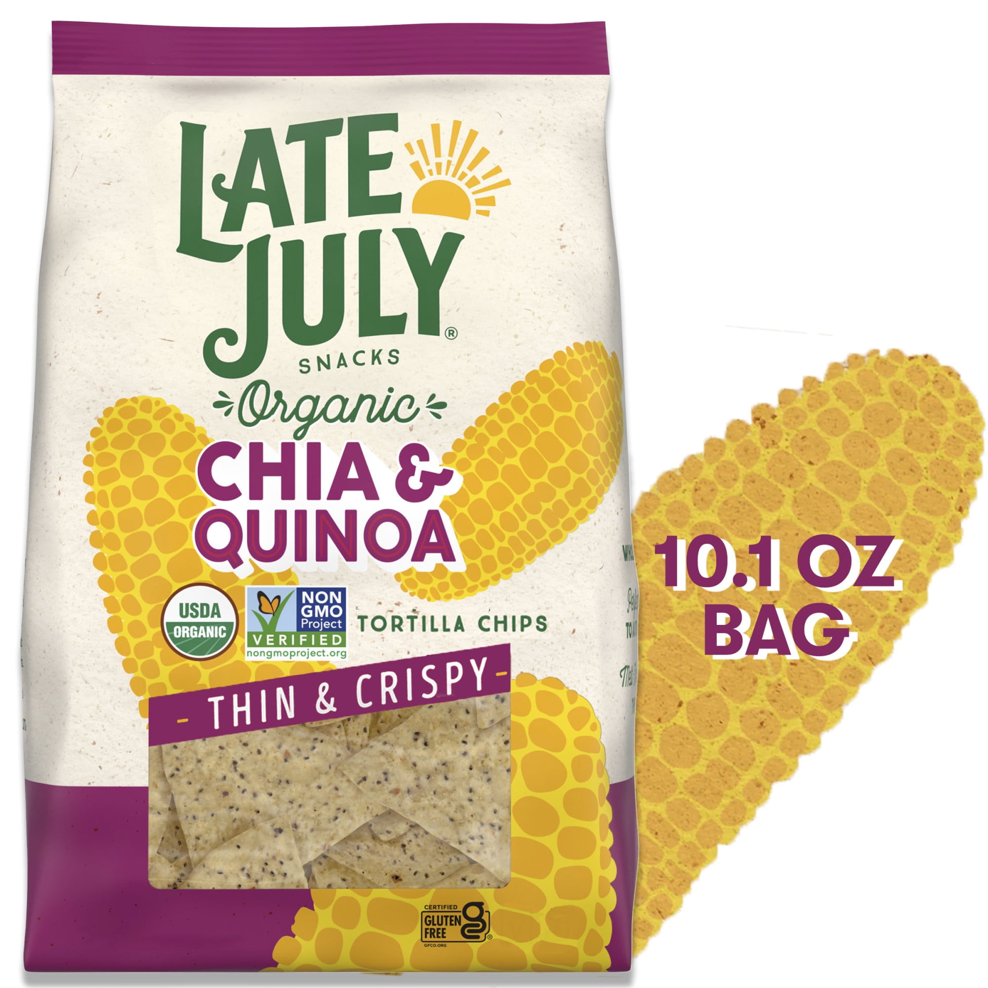 Late July Snacks Thin and Crispy Organic Tortilla Chips with Chia and ...