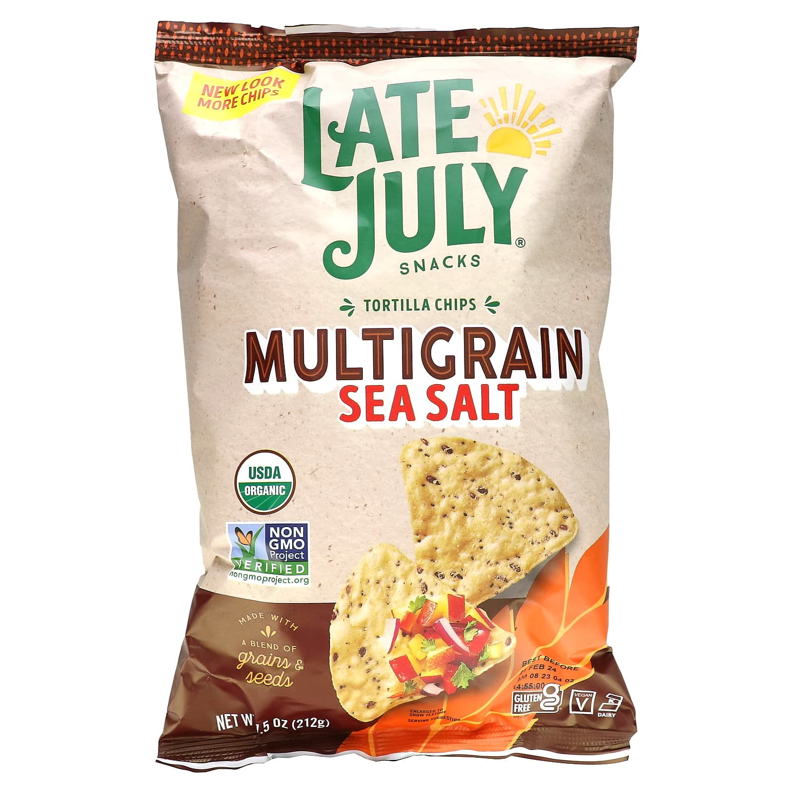 Late July, Snacks, Tortilla Chips, Multigrain Sea Salt, 7.5 oz Pack of ...