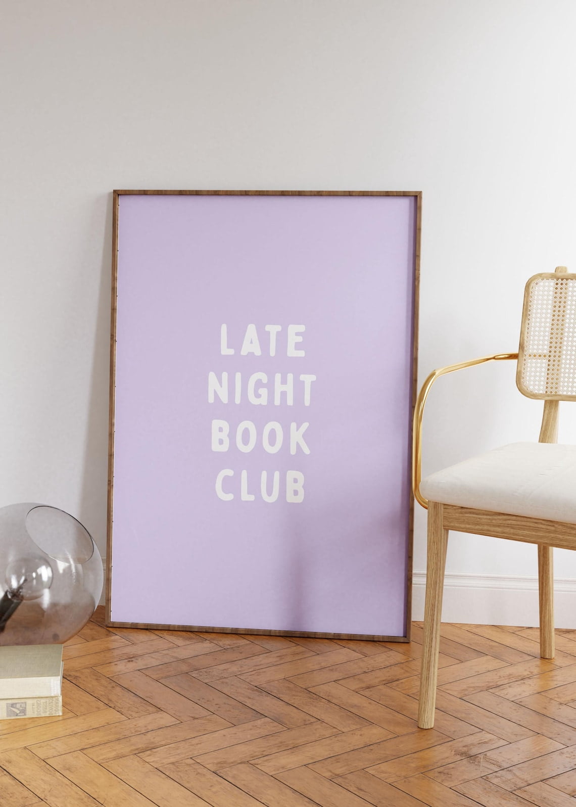 Late Night Book Club Poster, Retro Lavender Reader Poster, Book Lover ...