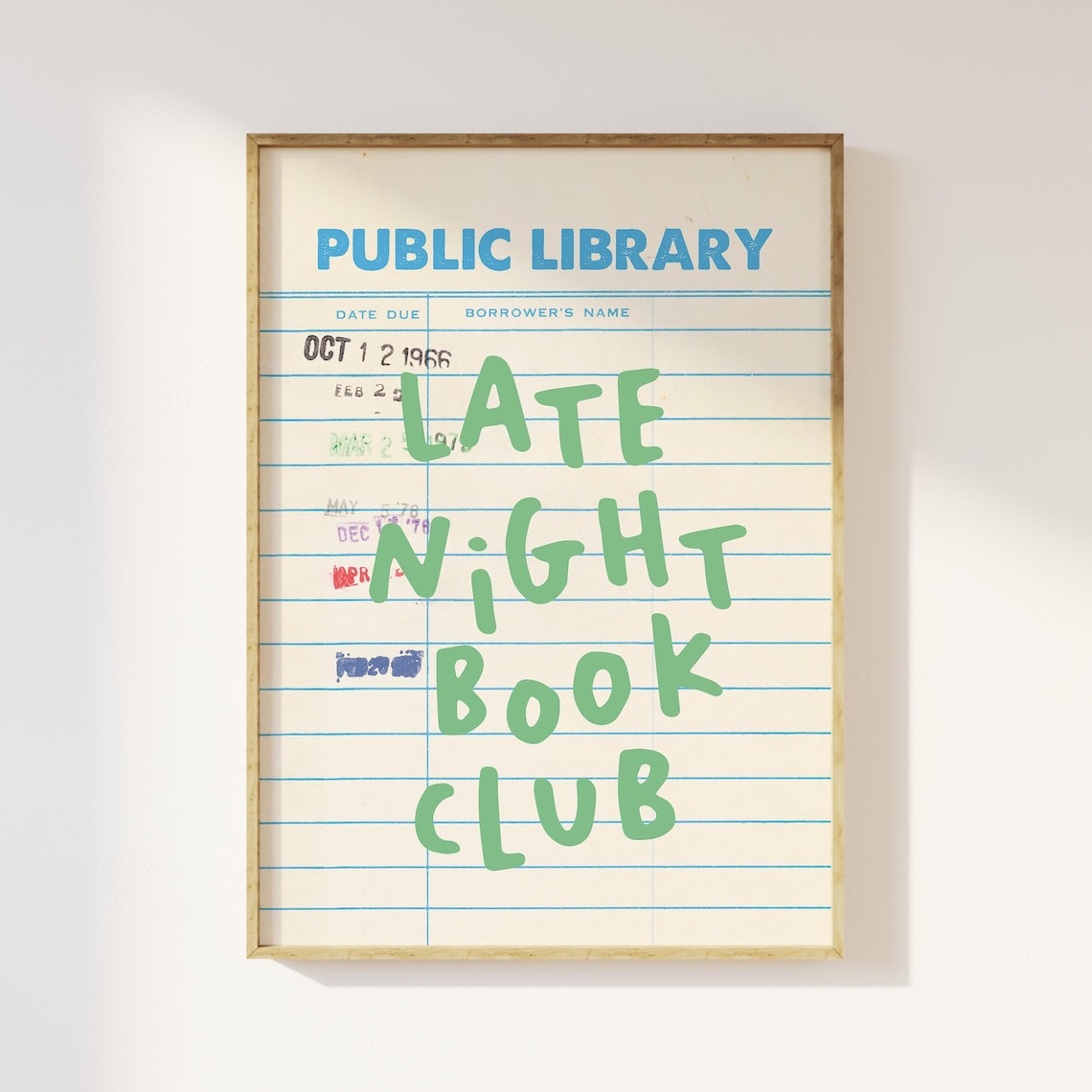 Late Night Book Club Print, Art, Cute Book Nook Decor, Trendy Reading ...