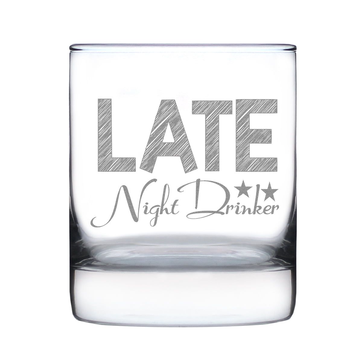 Late Night Drinker Rocks Glass, Hand Engraved Whiskey Etched 10oz ...