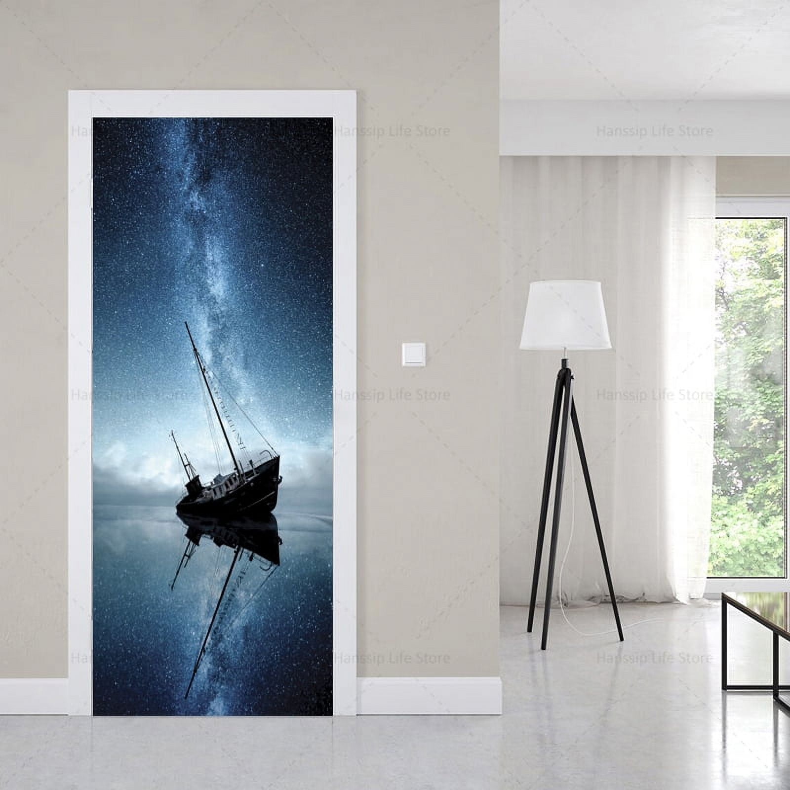 Late Night Starry Sky Door Sticker Removable Vinyl Stars View Home ...