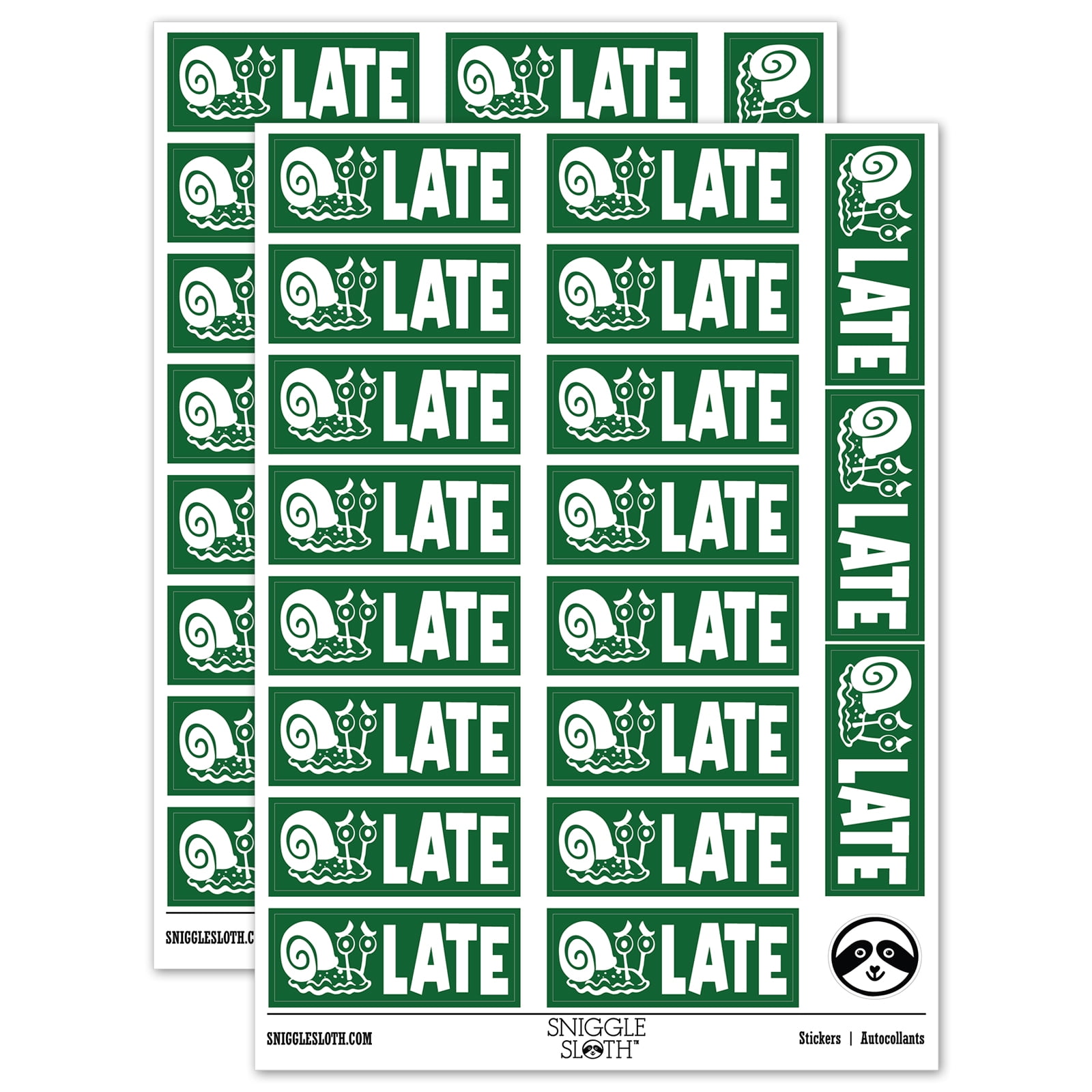 Late Snail Teacher Student School Sticker Set - Dark Green - Gloss ...