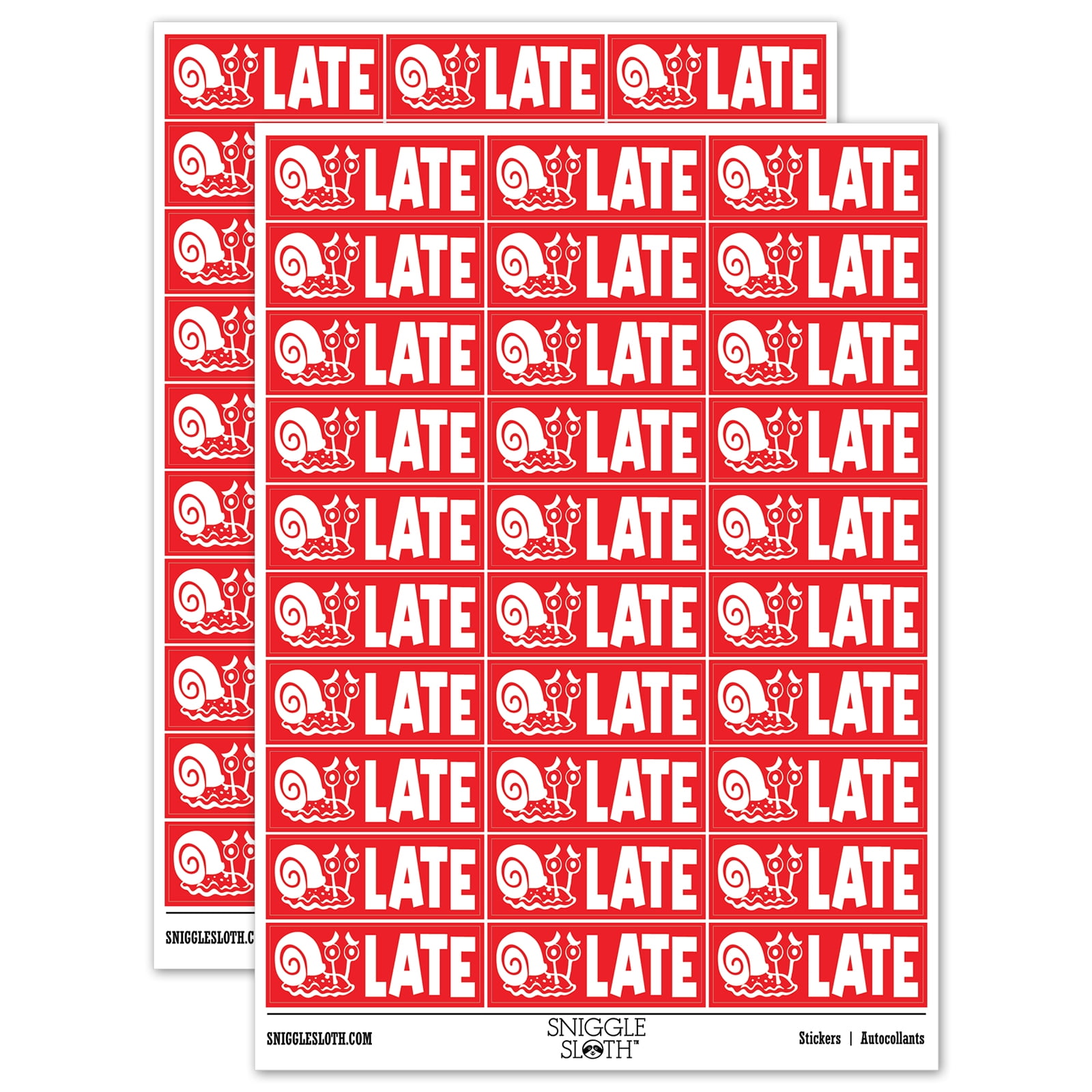 Late Snail Teacher Student School Sticker Set - Red - Matte Finish - 1. ...