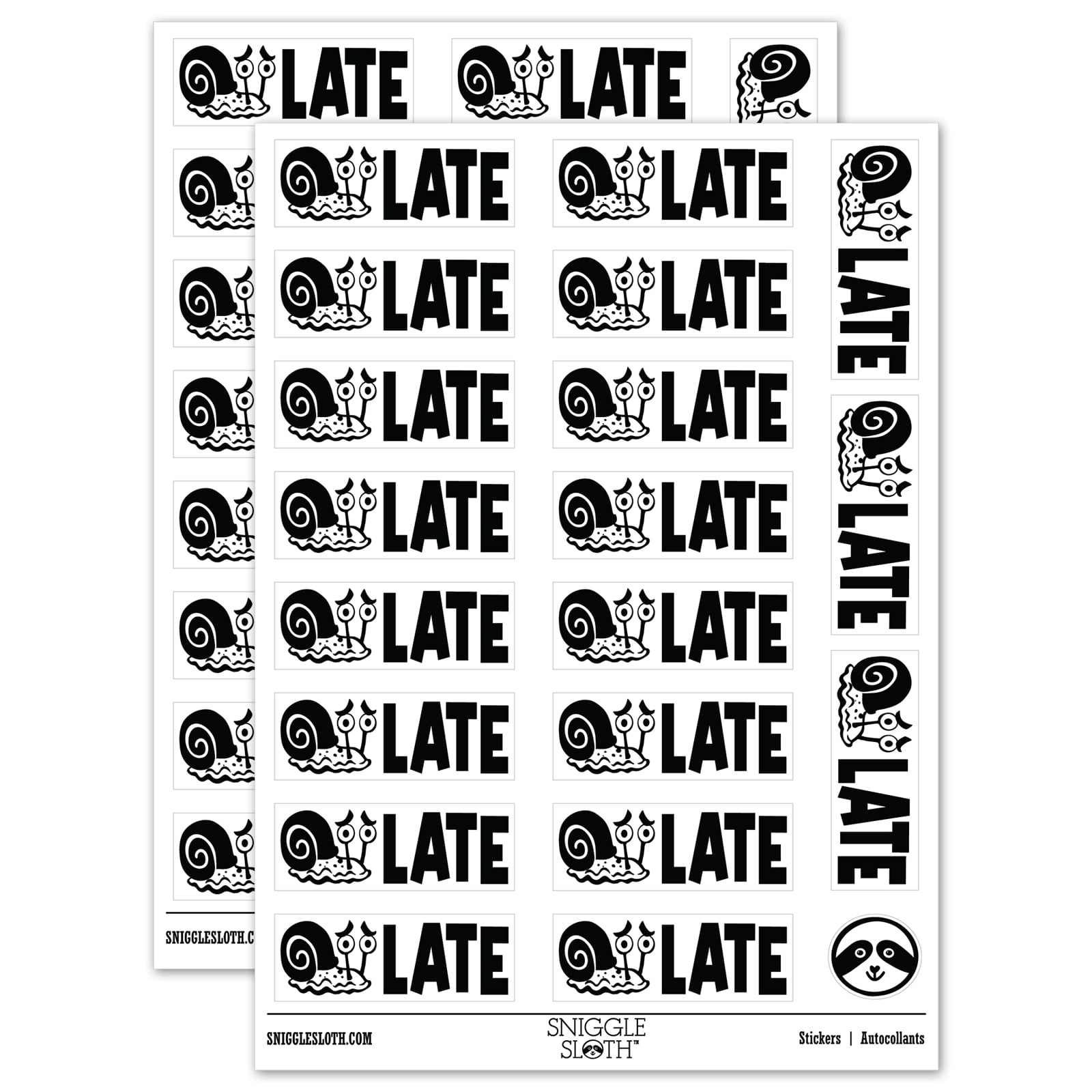 Late Snail Teacher Student School Sticker Set - White - Gloss Finish ...