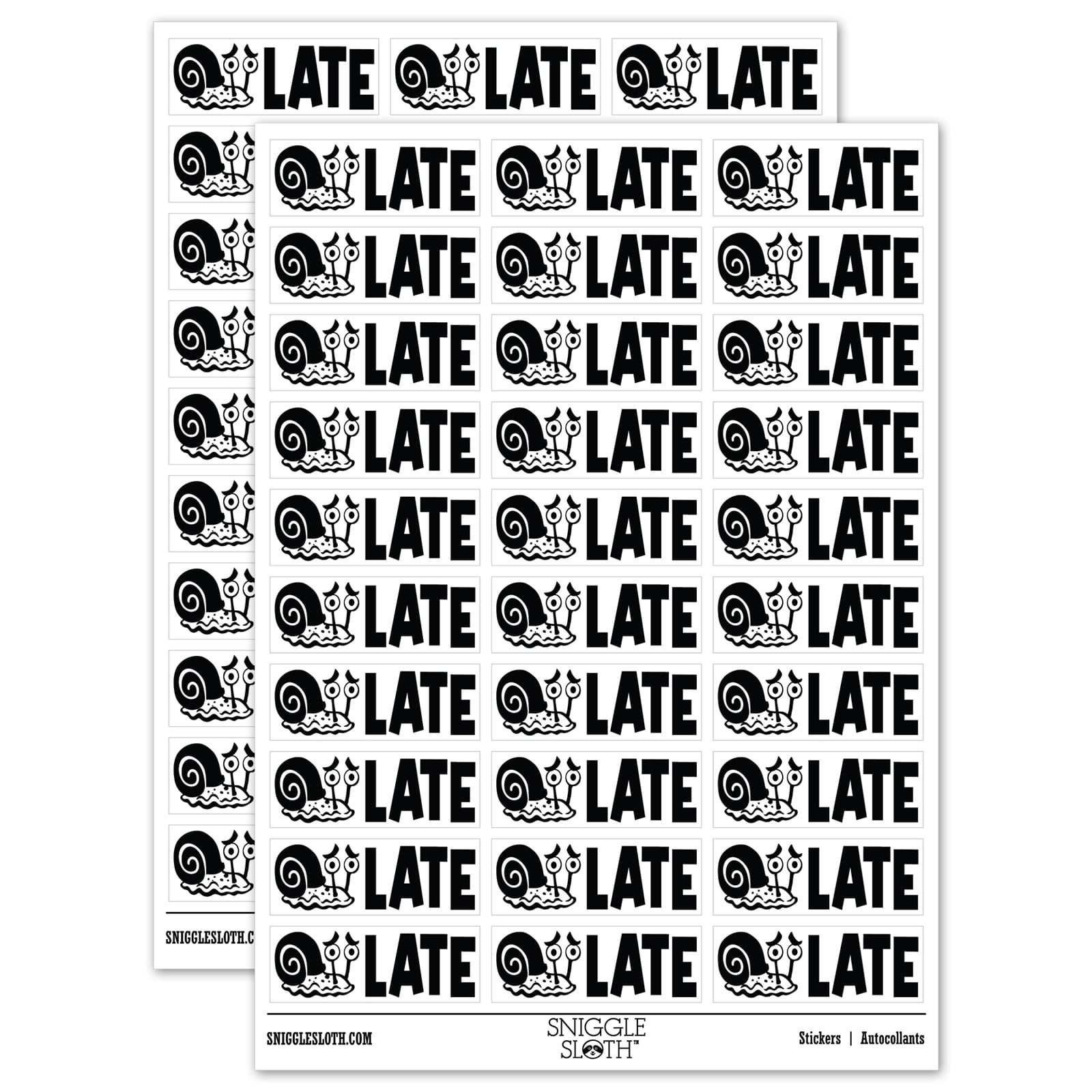 Late Snail Teacher Student School Sticker Set - White - Matte Finish ...