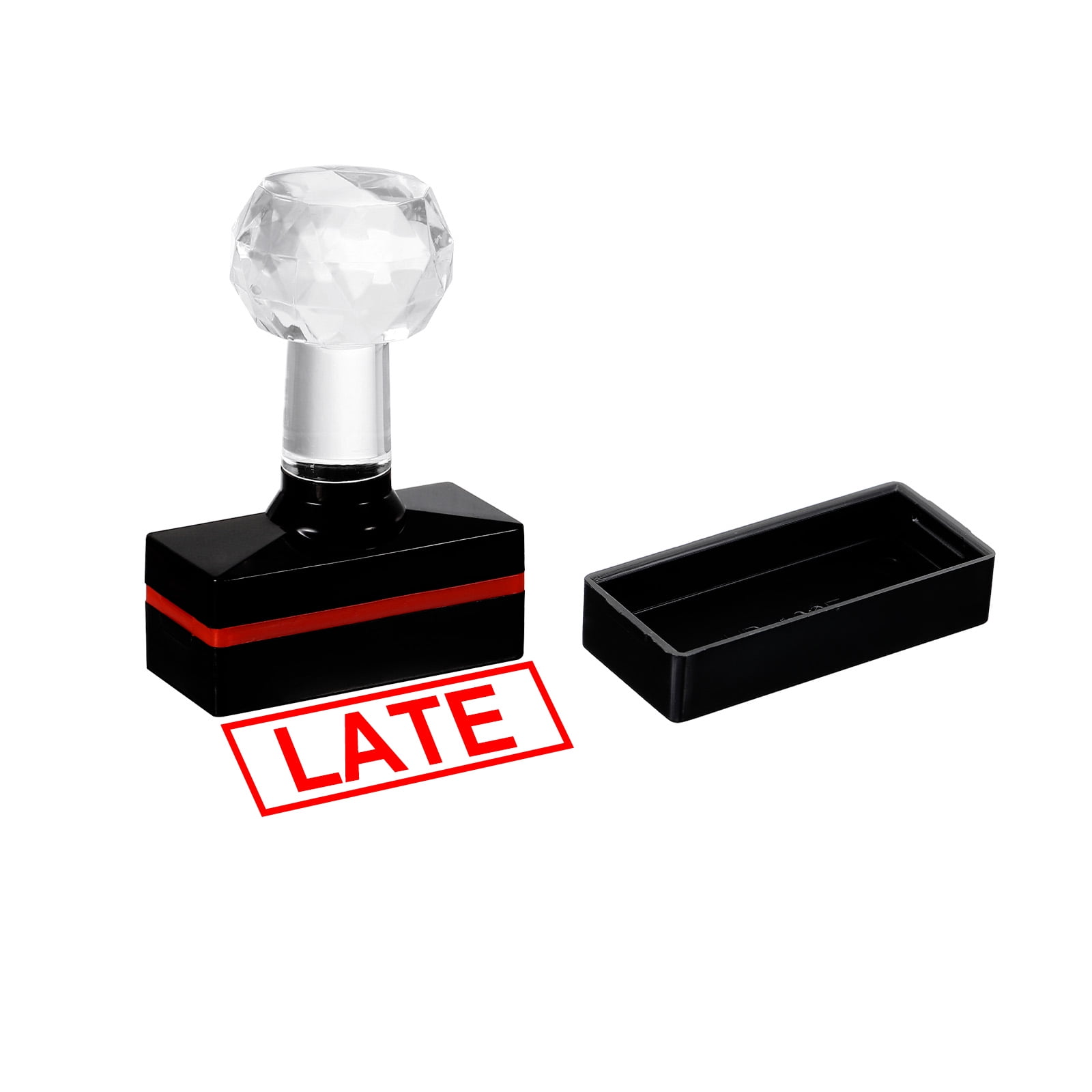 Uxcell Black Plastic Stamp Self Inking Red Ink Office Stamps Pre Inked ...