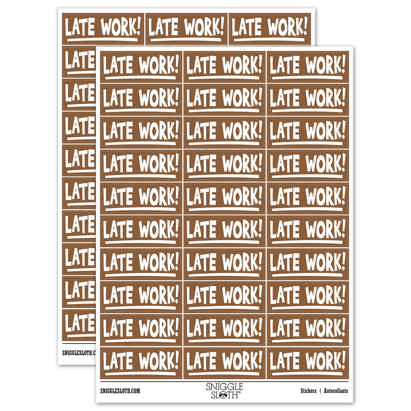 Late Work School Teacher Sticker Set - Brown - Matte Finish - 1.75 ...