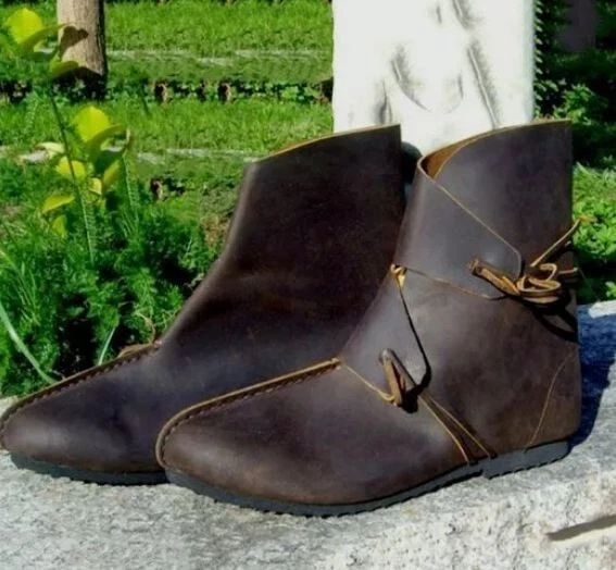 Late medieval boots Leather Medieval Larp Shoes SCA LARP Brown Size ...