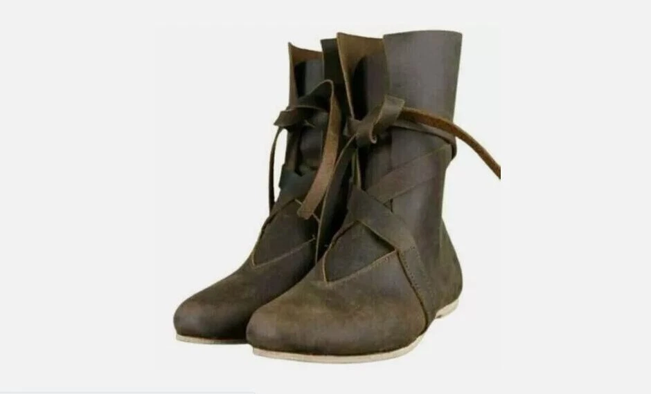 Late medieval boots Leather Medieval Larp Shoes SCA LARP Brown Size ...