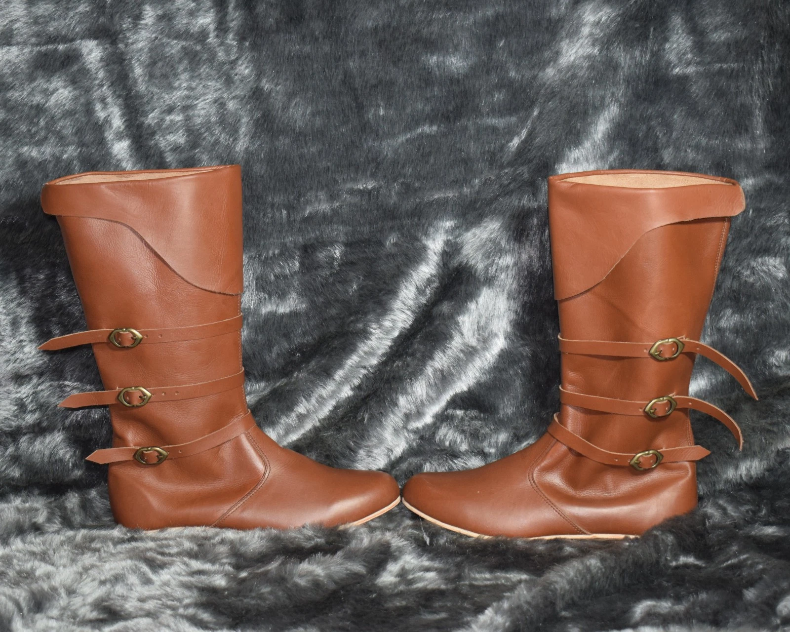 Late medieval boots Leather Medieval Larp Shoes SCA LARP Brown ...