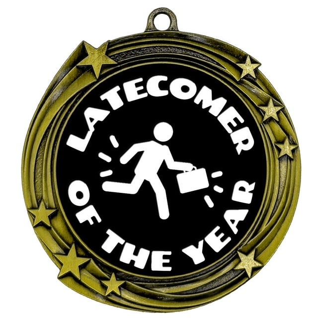 Latecomer of the Year Novelty Stars Design Medal | Funny Coworker or ...