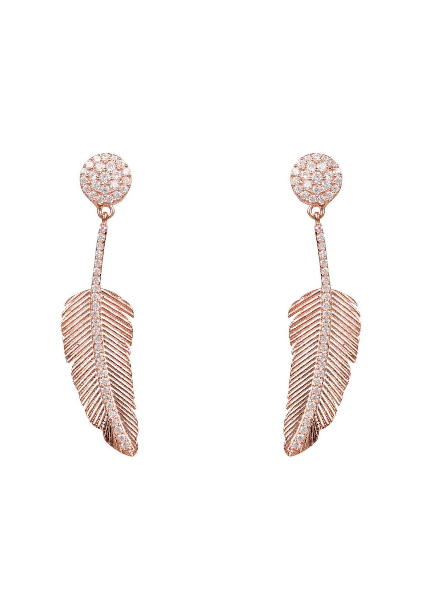 Latelita Angel Feather Drop Earrings 18ct Rosegold Plated Sterling ...
