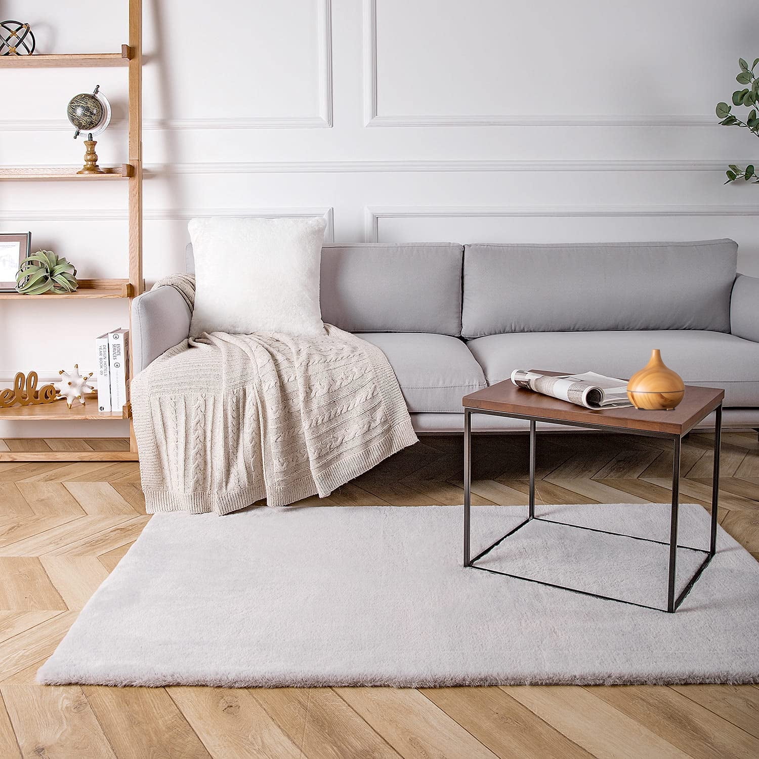 Latepis Faux Rabbit Fur Area Accent Rug, 3x5 Fake Carpet for Living ...