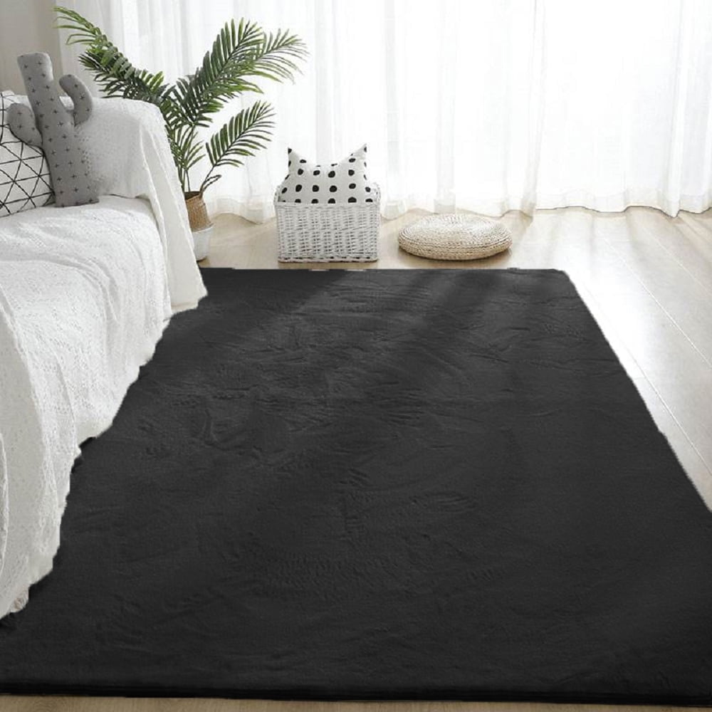 Latepis 8x10 Large Plush Faux Rabbit Fur Rug, Accent for Bed, Washable ...