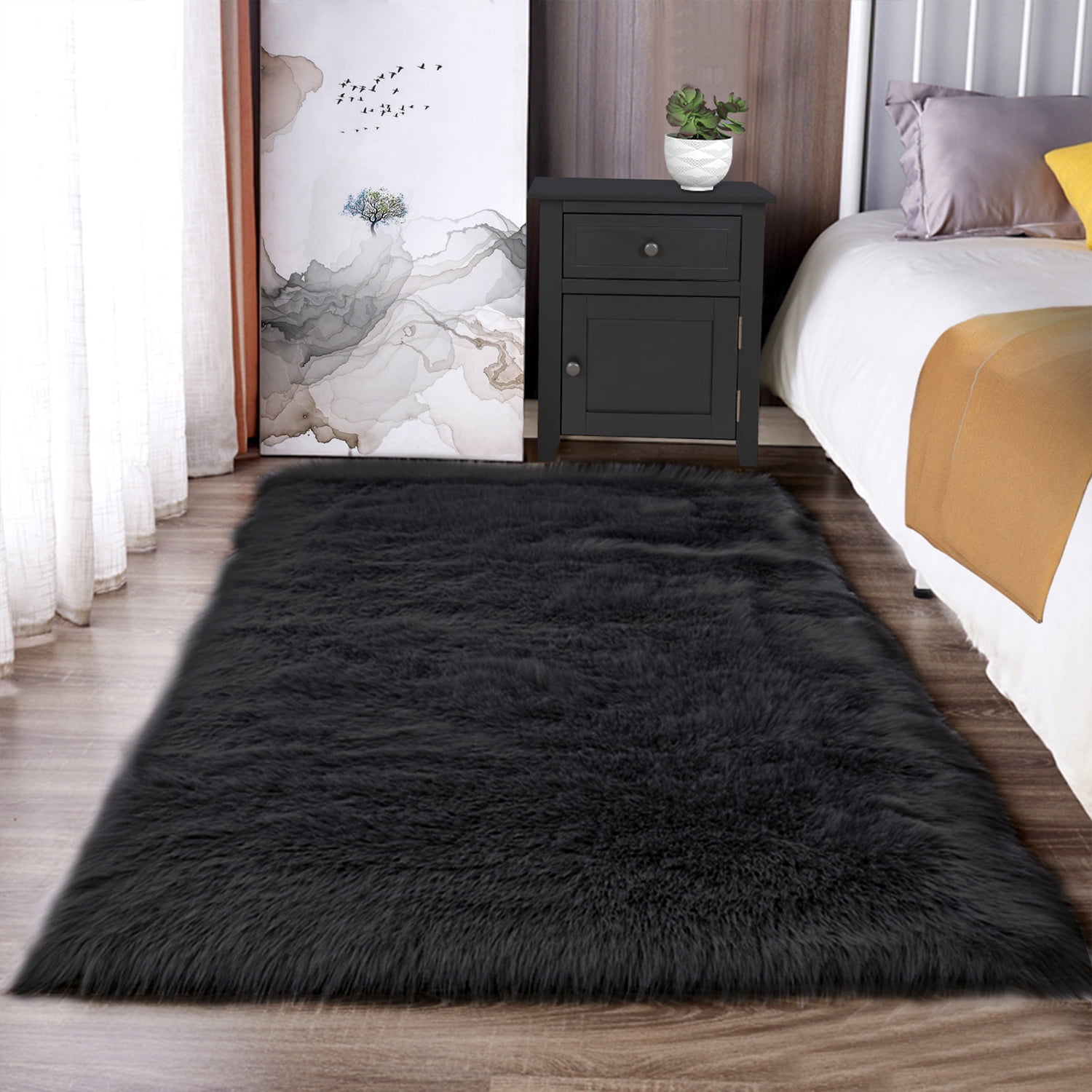 Latepis Faux Sheepskin Fur Rug 3x4, Plush Fuzzy Carpet for Living Room ...
