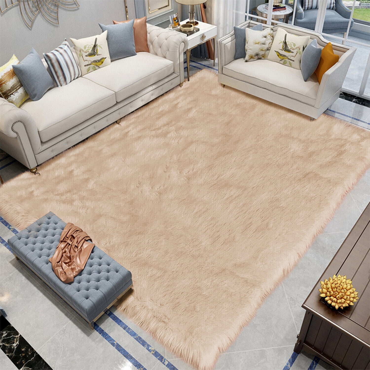 Latepis Area Rugs 8x10 Living Room Rugs Washable Faux Fur Rug Fluffy ...