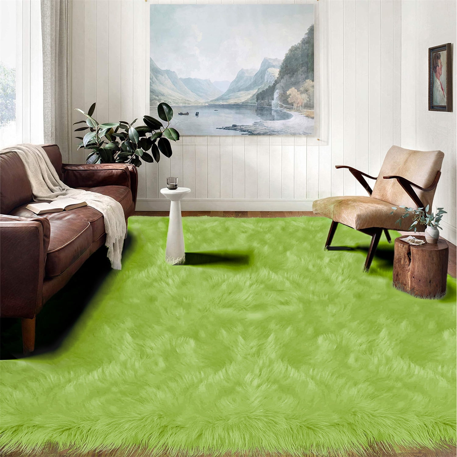 Latepis Area Rugs For Living Room 9x12 Olive Grass Green Rug Shag Rug ...