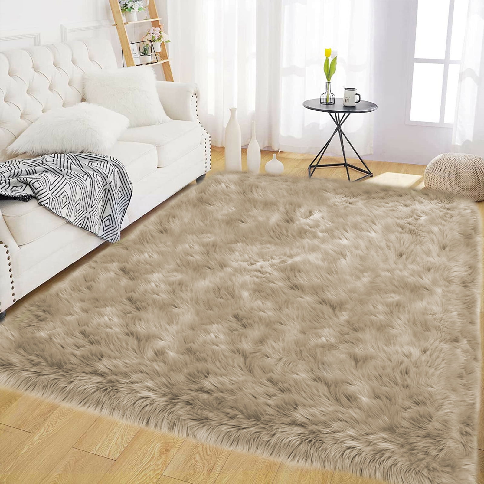Latepis Beige Washable Rugs 4x6 Rug for Living Room Fluffy Carpet Rug ...