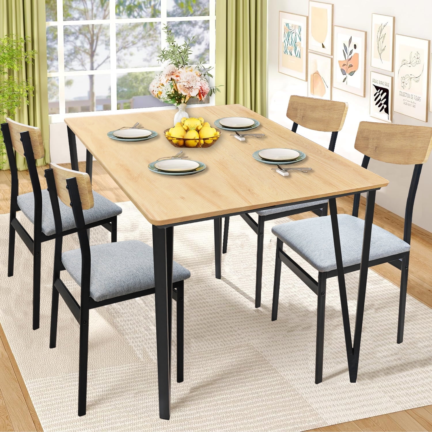Latepis Dining Table Set for 4 Kitchen Table Set with Chair for 4 ...