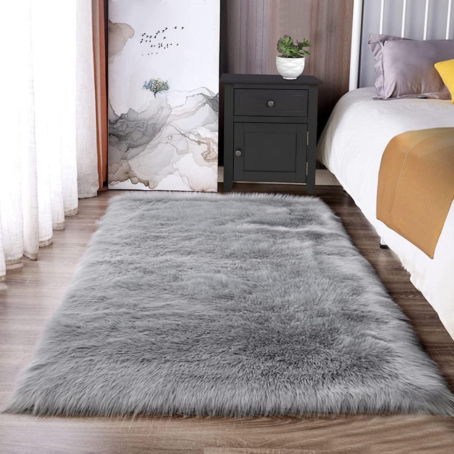 Latepis 3x4 Faux Fur Sheepskin Rug, Washable, for Living, Bedroom ...
