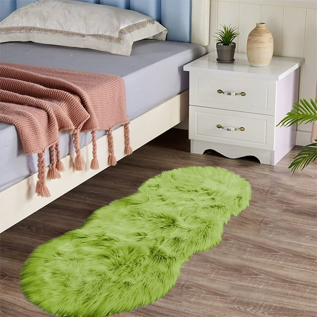 Latepis Green Shag Rug 2x4 Faux Fur Rug Olive Grass Green Throw Rugs ...