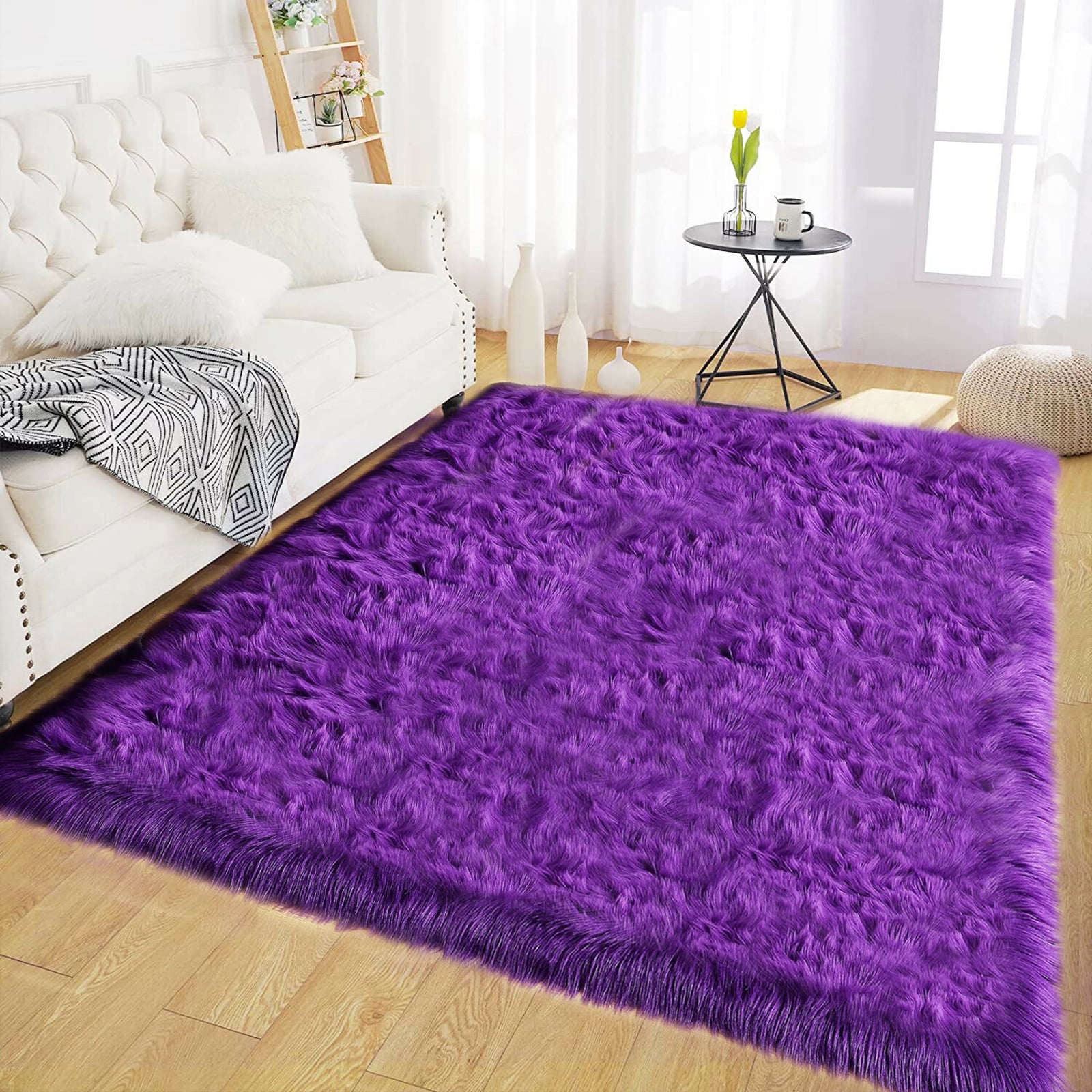 Latepis Purple Area Rug 5x8 Rugs Fluffy Rug Faux Fur Rug Washable Rug ...