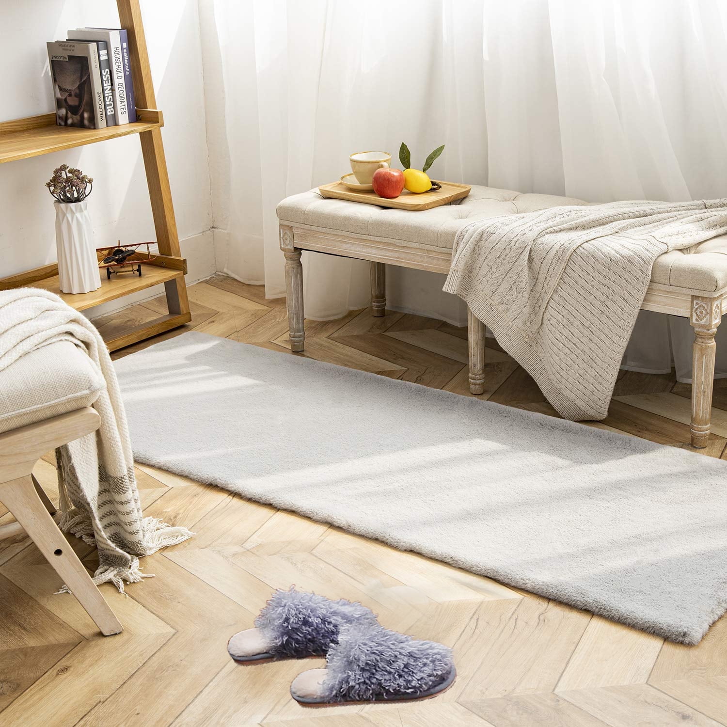 Latepis Shag Rug 2x6, Faux Rabbit Fur Rug for Living Room, Fluffy ...