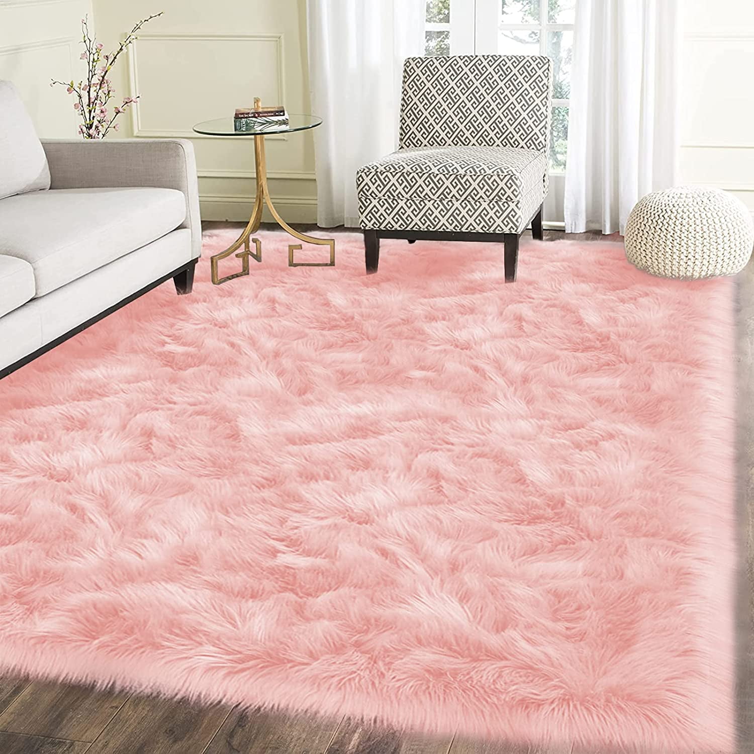 Latepis Plush Shaggy Area Rug, Faux Fur Sheepskin, Soft Dorm Carpet ...
