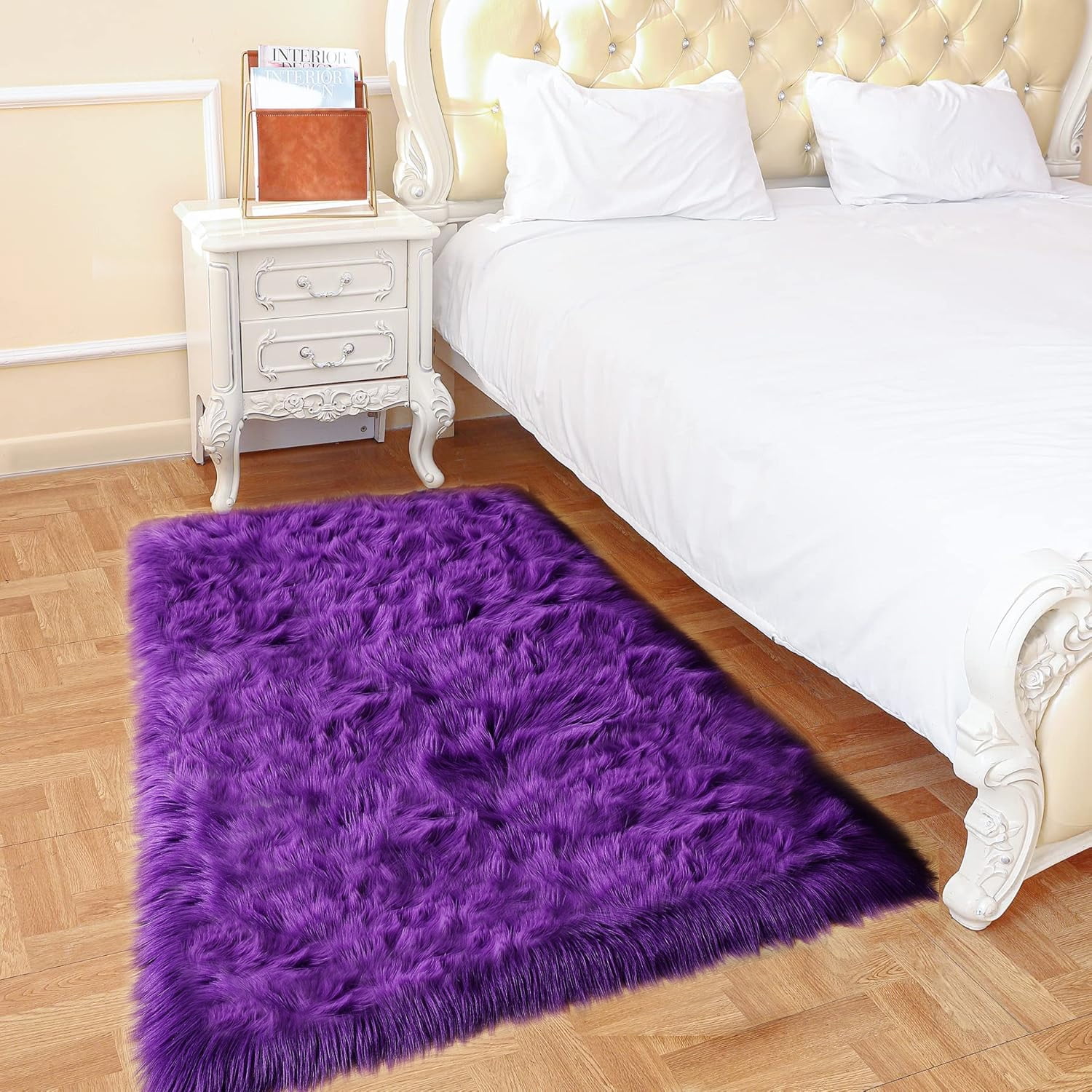 Latepis Small Area Rugs 3x4 Purple Faux Fur Rug Fluffy Carpet Shag Rug ...