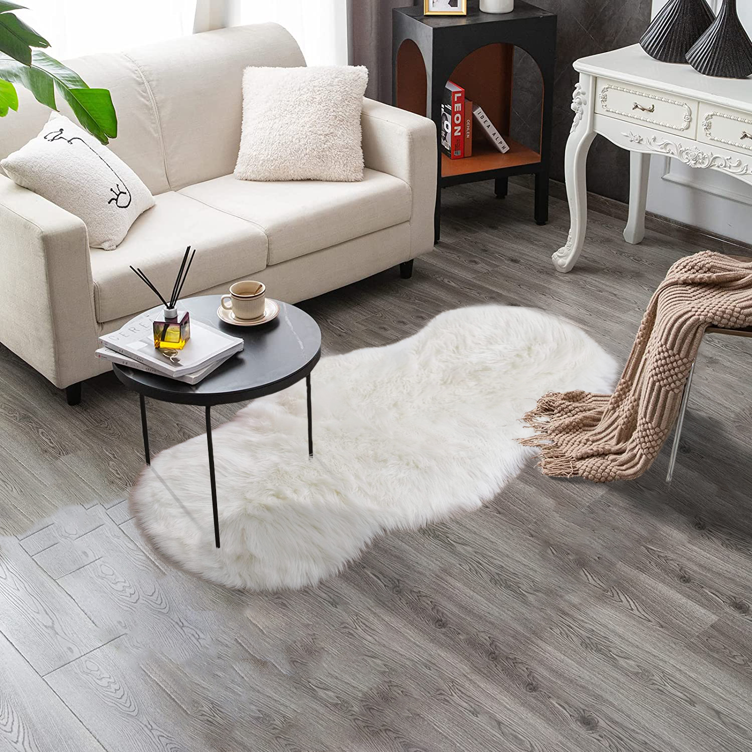 Shaggy Faux Fur Sheepskin Rug Soft Fluffy Area Rugs Small Sofa Mat ...