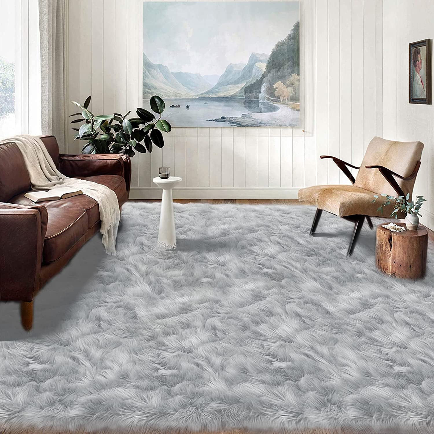 Latepis Plush Furry 9x12 Area Rug - Fuzzy Big Faux Sheepskin Fur for ...