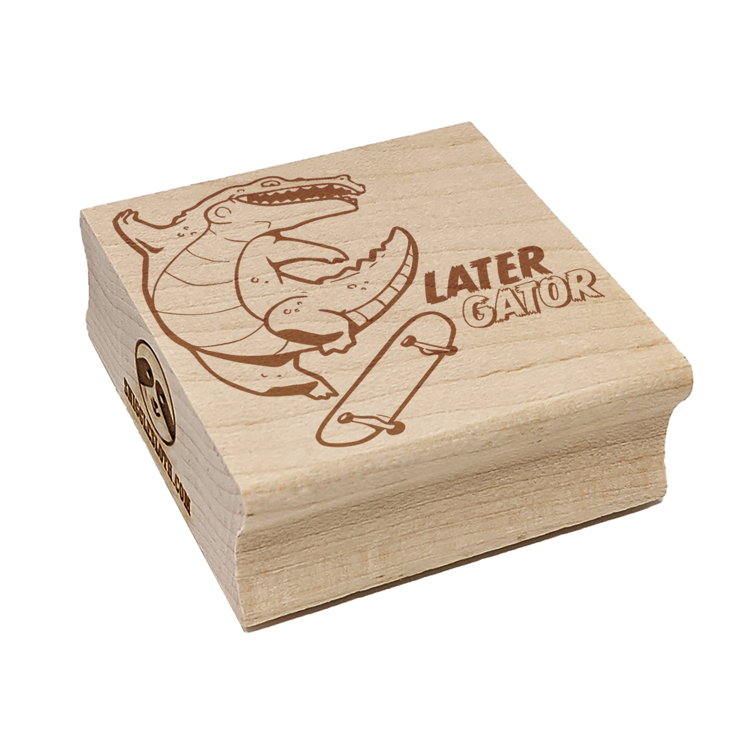 Later Gator on Skateboard Alligator Crocodile Square Rubber Stamp ...