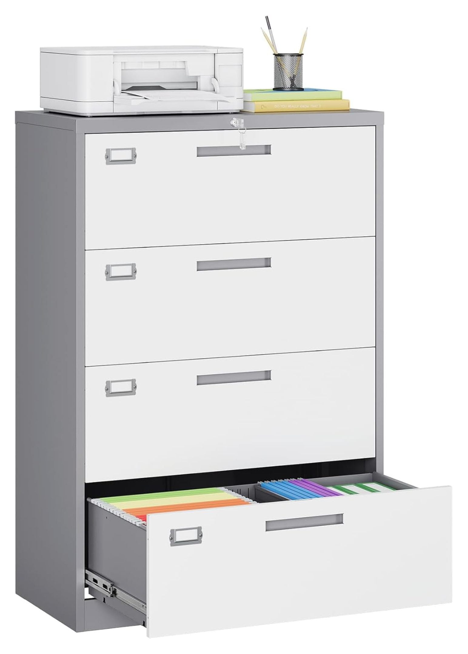 Lateral 4 Drawer File Cabinet Home Office,Locking Metal Filing Cabinet ...