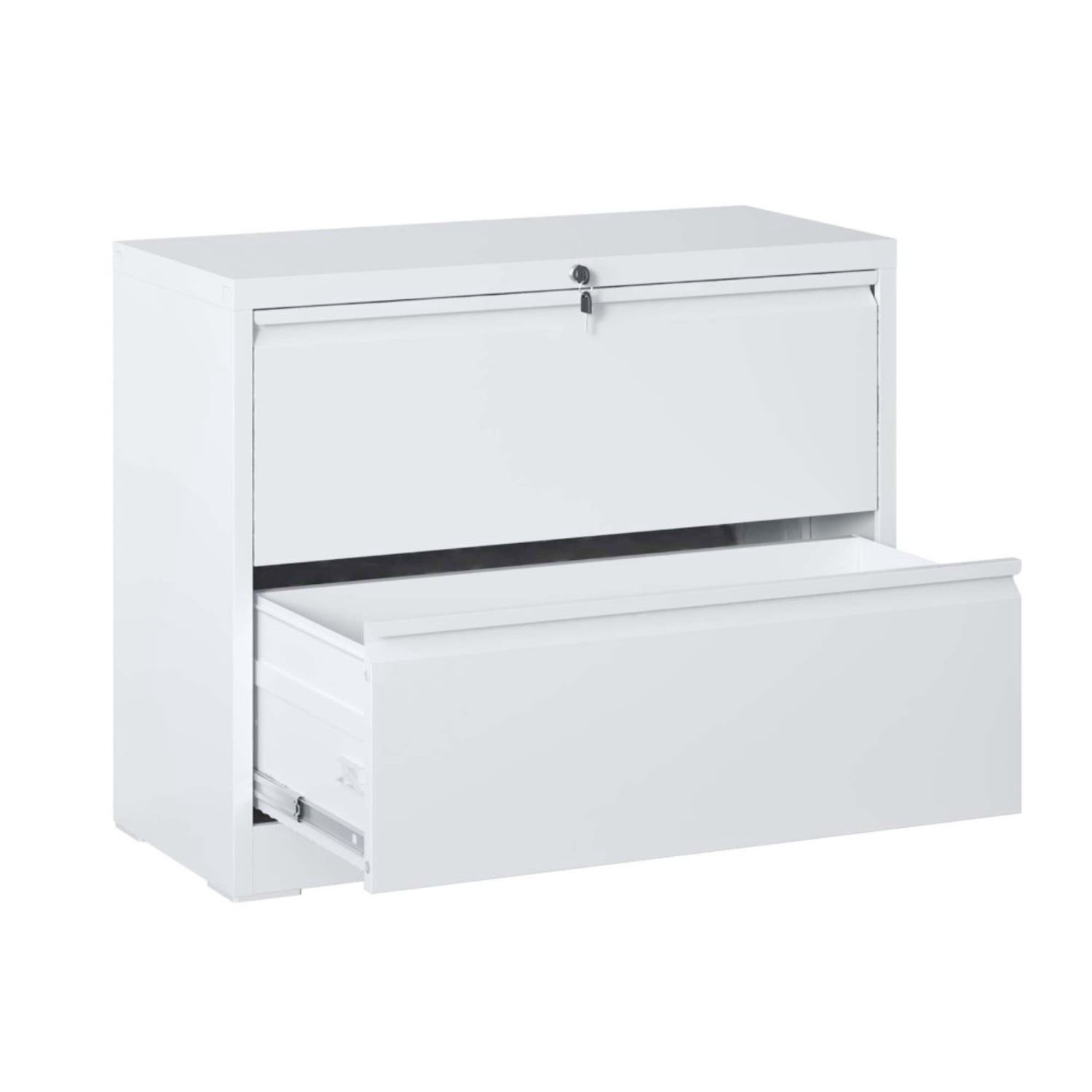 Lateral File Cabinet 2 Drawer, Black Filing Cabinet with Lock, Lockable ...