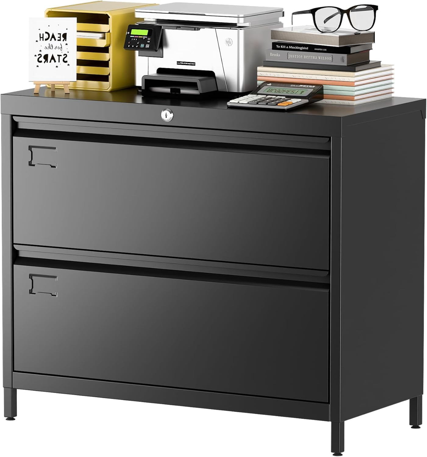 Lateral File Cabinet with 2 Drawer,Lockable Metal Wide Filing Cabinet ...