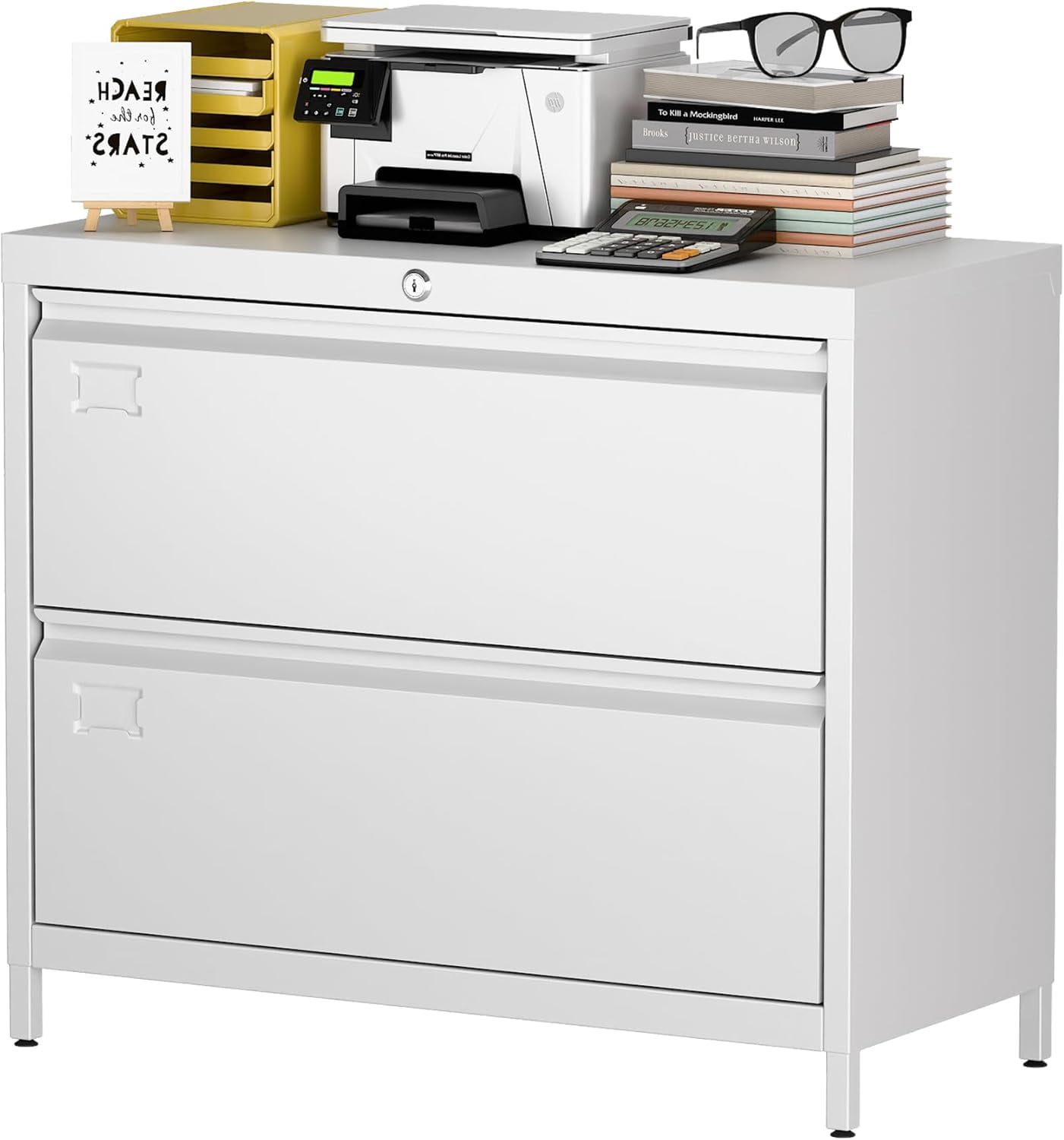 Lateral File Cabinet with 2 Drawer,Lockable Metal Wide Filing Cabinet ...