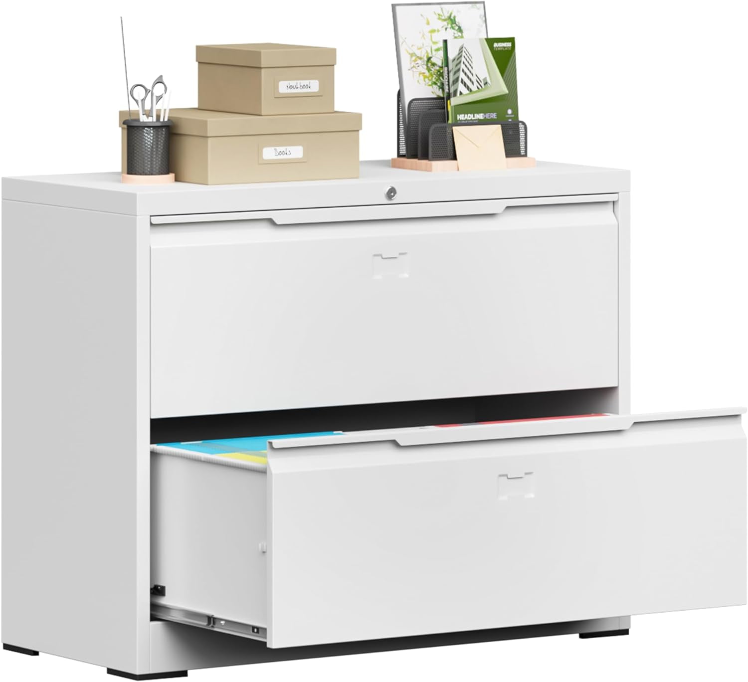 BESTOO Double Drawer Lateral File Cabinet, Steel Locking Storage for ...
