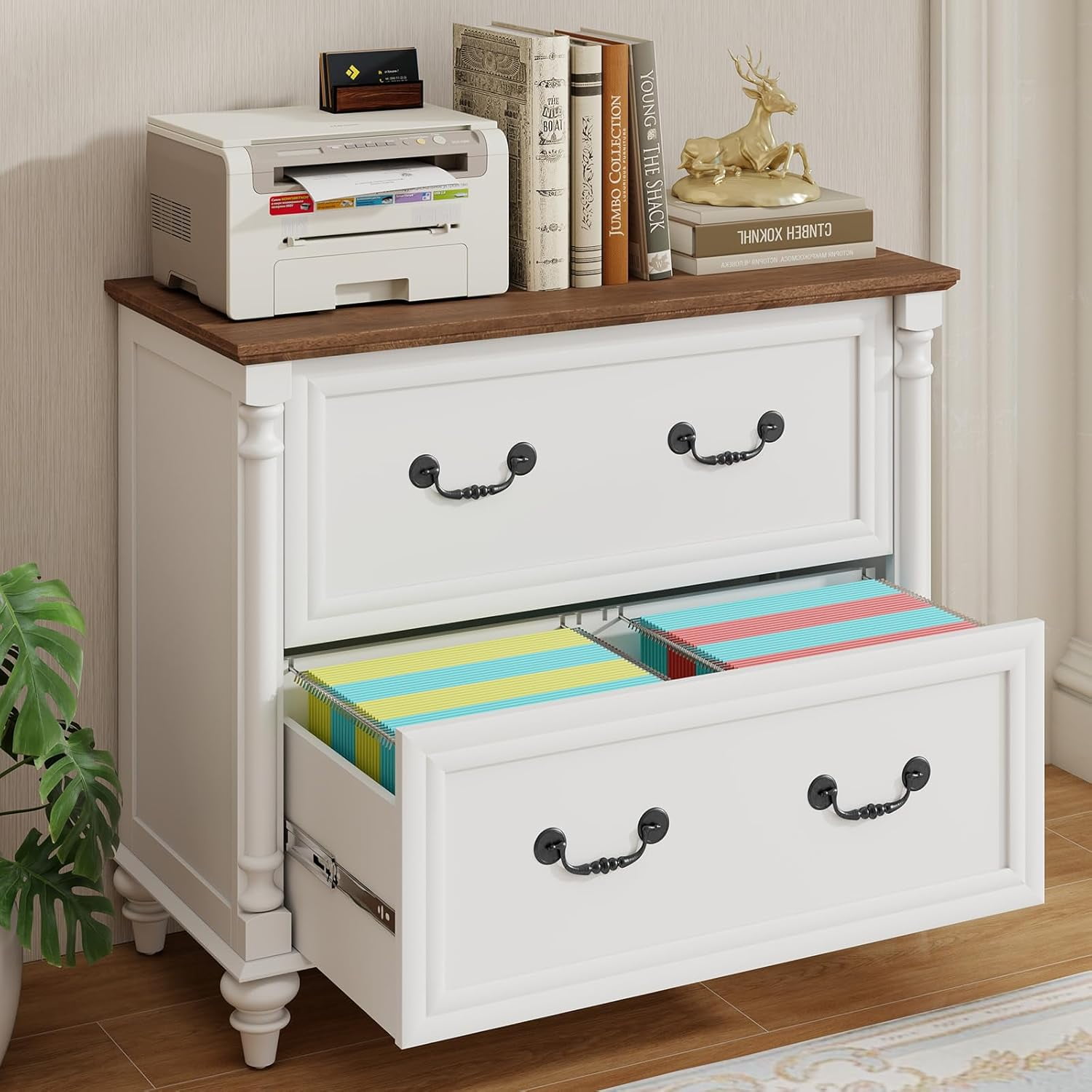 Lateral File Cabinet 2 Drawers Farmhouse File Cabinet for Letter/A4 ...