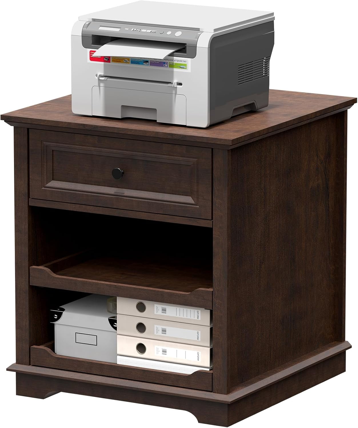 Lateral File Cabinet 3 Drawer File Cabinet with Charging Station, Wood ...