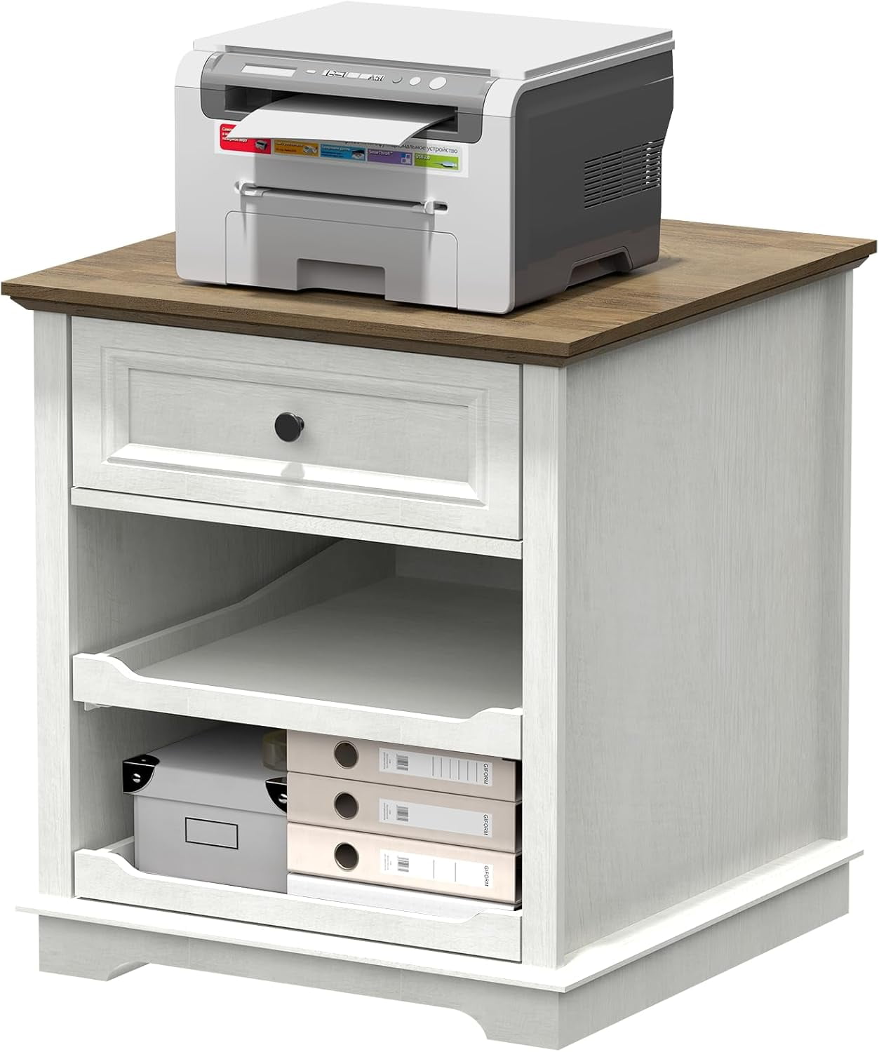Lateral File Cabinet 3 Drawer File Cabinet with Charging Station, Wood ...