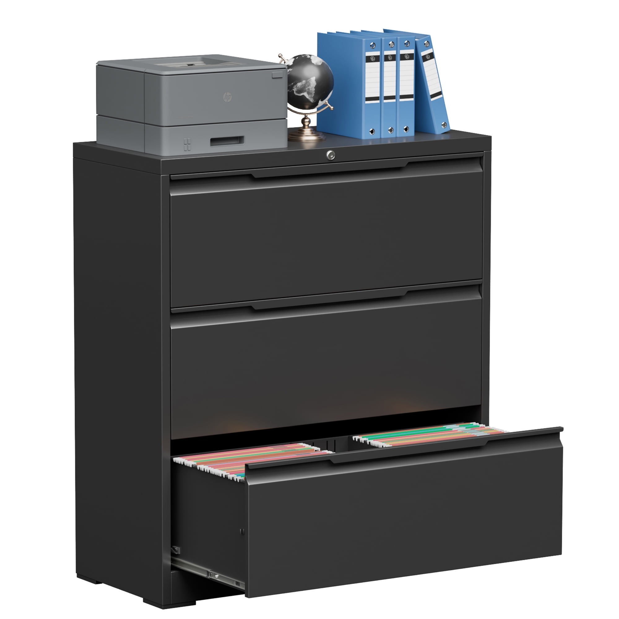 Lateral File Cabinet, 3 Drawer File Cabinet with Lock, Wide Filing ...