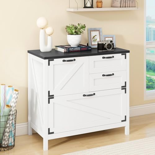 Lateral File Cabinet with 4 Drawers Farmhouse File Cabinet for Letter ...