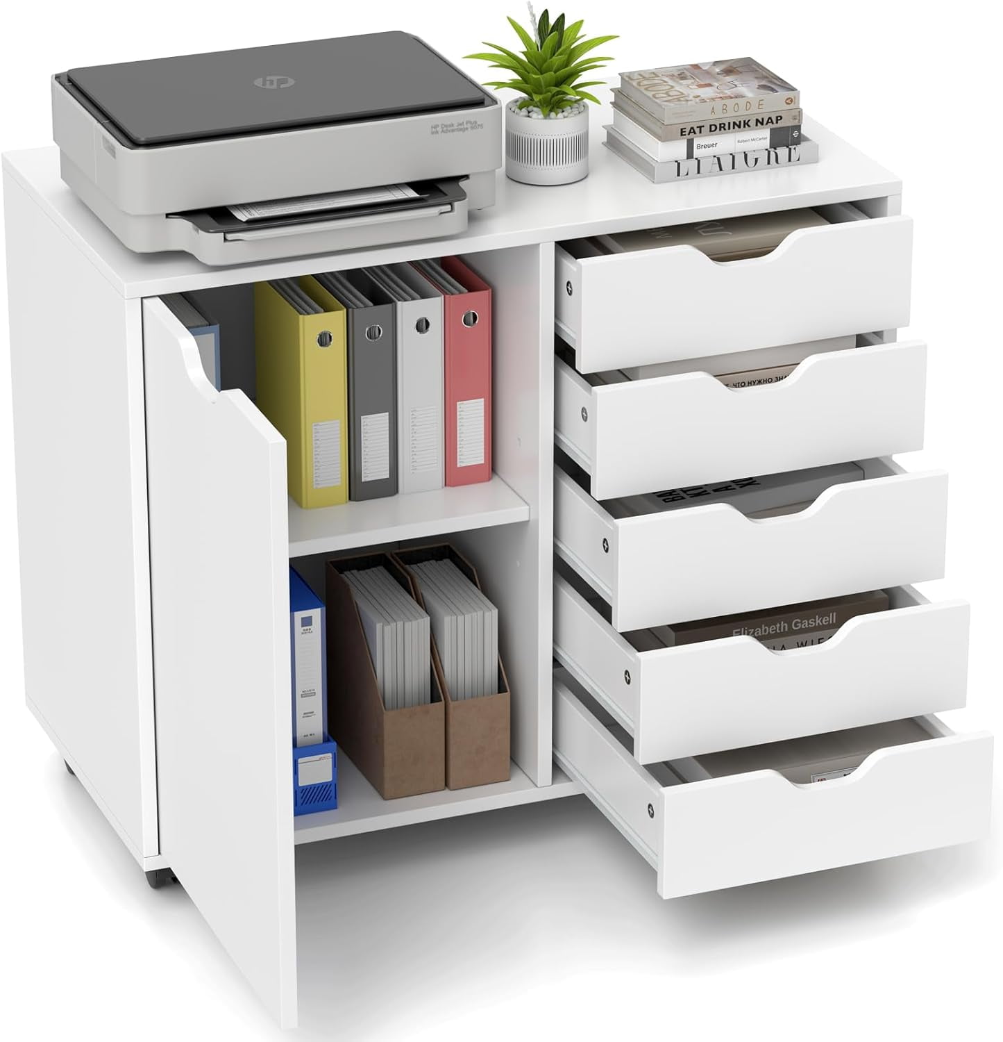 Lateral File Cabinet, 5 Drawers with Door, Adjustable Shelf, 5 ...