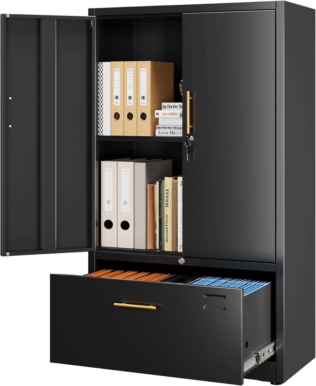 Lateral File Cabinet with Drawers, Locking Drawers and Adjustable ...