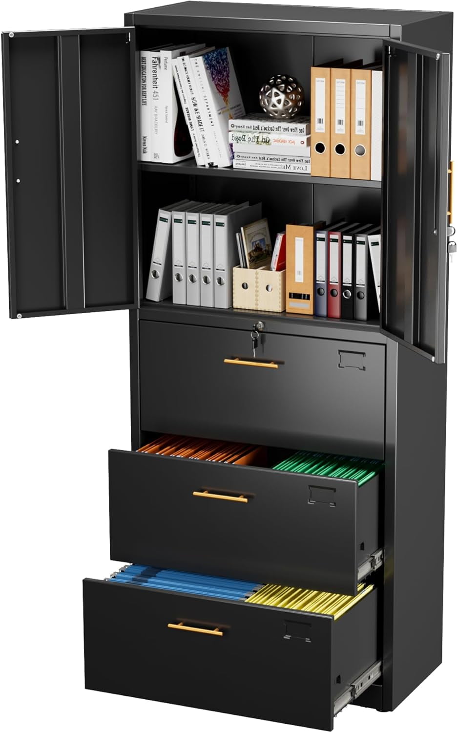 Lateral File Cabinet with Drawers, Locking Drawers and Adjustable ...